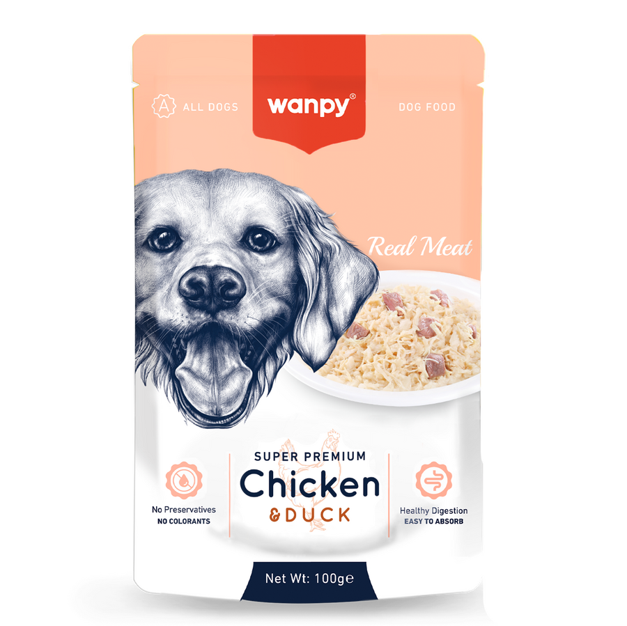 Wanpy Pouch Tavuk&Ördek Yaş Köpek Maması 100 gr – Wanpy Pet Food