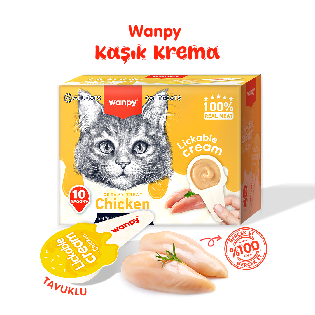 Wanpy Tavuklu Kaşıklı Kedi Ödül Kreması 10x16gr – Wanpy Pet Food